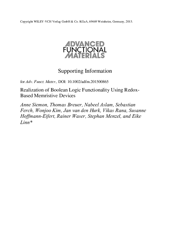 Pdf Realization Of Boolean Logic Functionality Using Redox Based