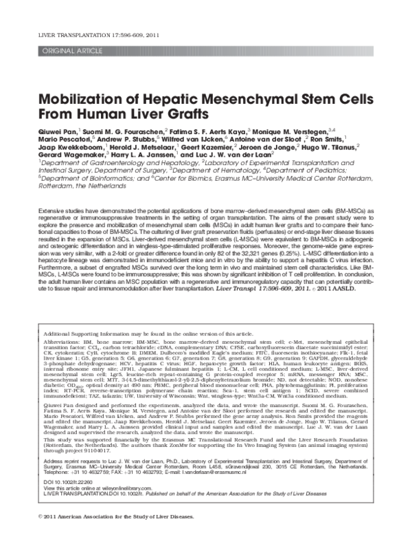 (PDF) Mobilization of hepatic mesenchymal stem cells from human liver ...