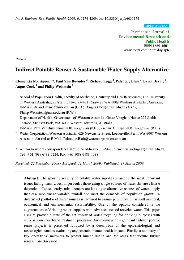(PDF) Indirect Potable Reuse: A Sustainable Water Supply Alternative