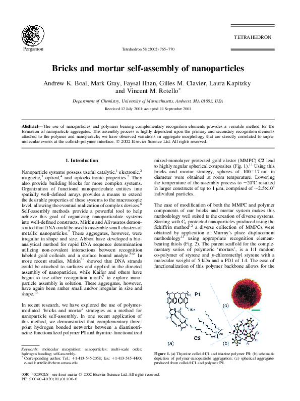 (PDF) Bricks and mortar self-assembly of nanoparticles