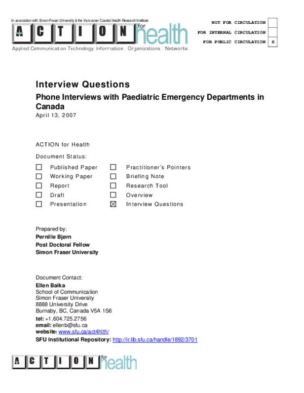 (PDF) Interview Questions-Phone Interviews with Paediatric Emergency ...