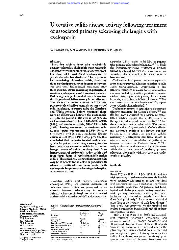 (PDF) Ulcerative colitis disease activity following treatment of ...