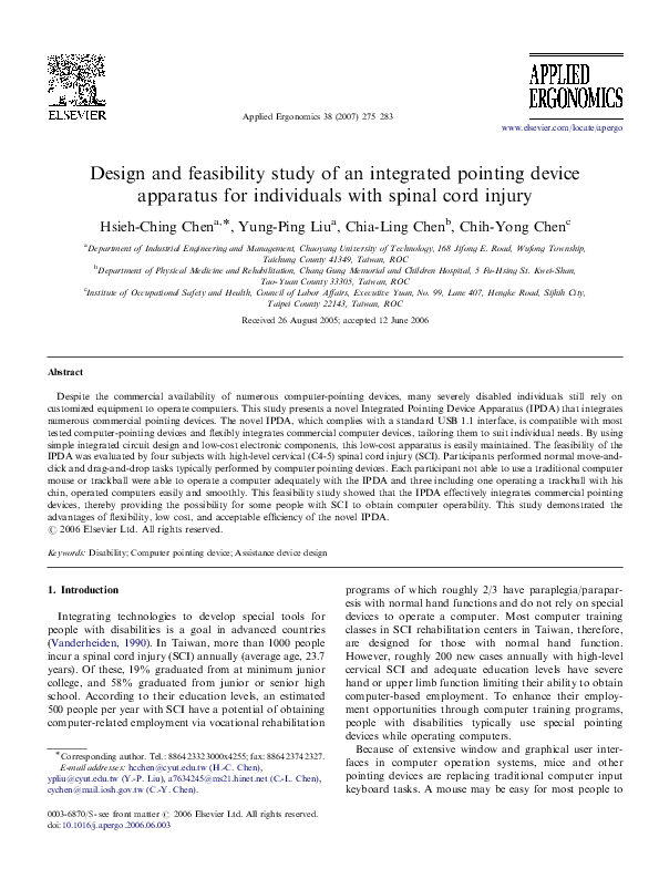 (PDF) Design and feasibility study of an integrated pointing device ...