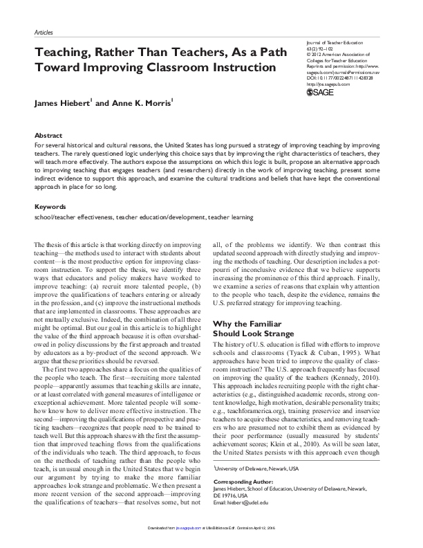 (PDF) Journal of Teacher Education 2012 Hiebert