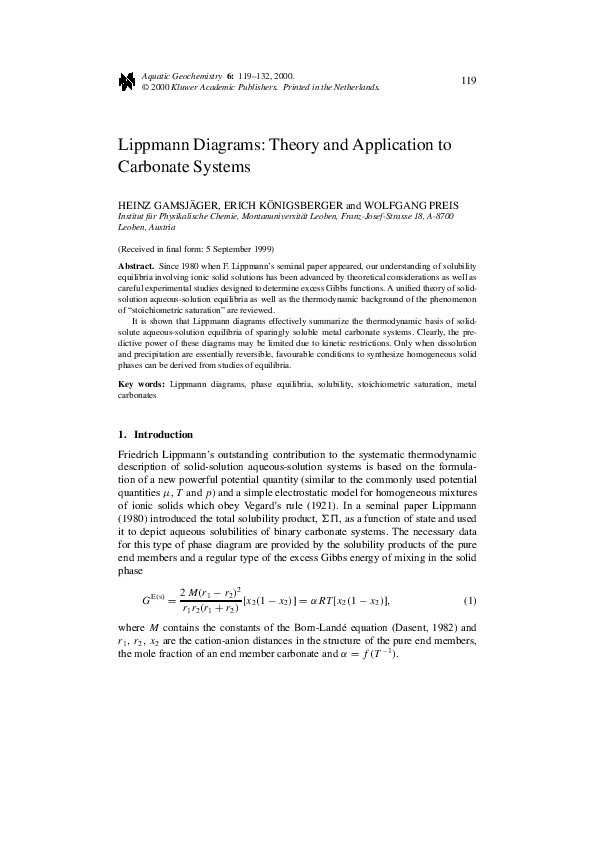 (PDF) Lippmann Diagrams: Theory and Application to Carbonate Systems