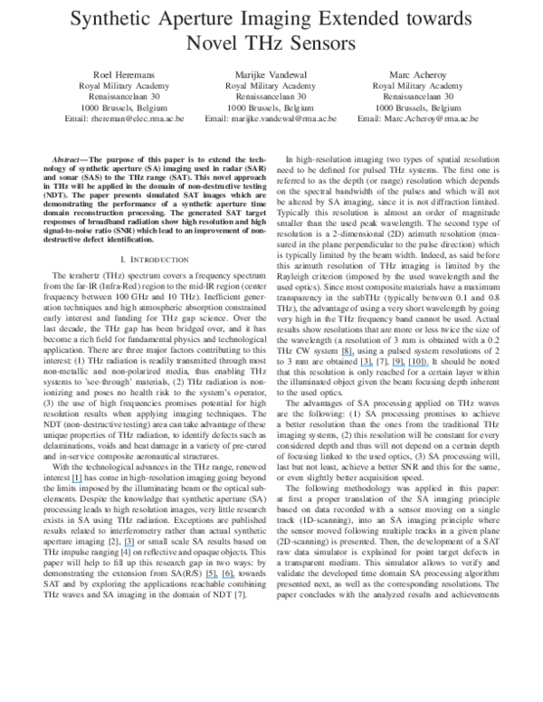 (PDF) Synthetic aperture imaging extended towards novel THz sensors