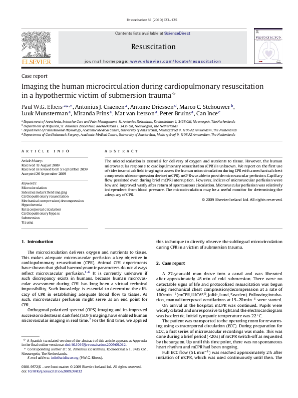 (PDF) Imaging the human microcirculation during cardiopulmonary ...