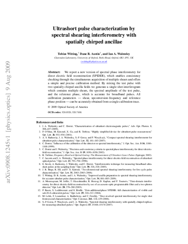 (PDF) Ultrashort pulse characterization by spectral shearing ...