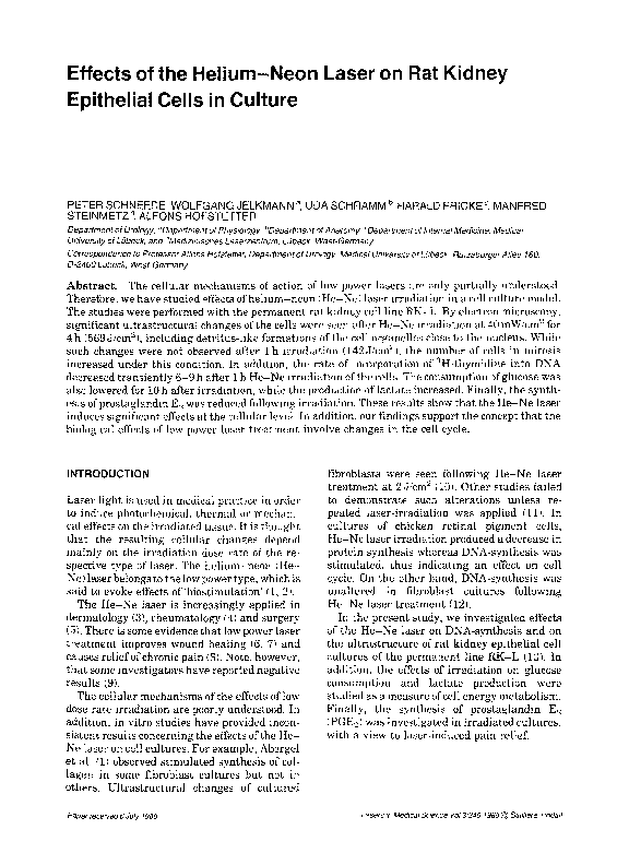 (PDF) Effects of the helium-neon laser on rat kidney epithelial cells ...