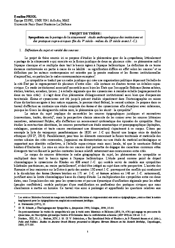 (PDF) Projet de thèse