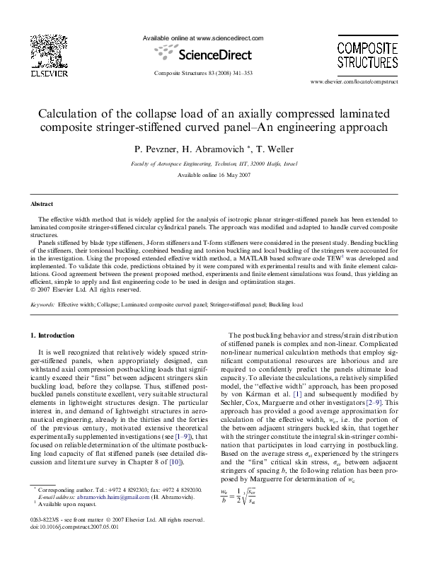 Pdf Calculation Of The Collapse Load Of An Axially Compressed Laminated Composite Stringer