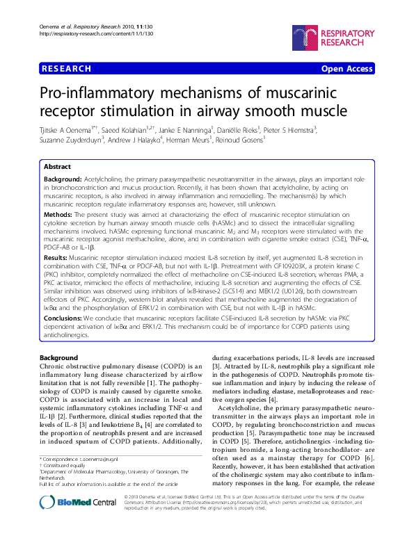 (PDF) Pro-inflammatory mechanisms of muscarinic receptor stimulation in ...