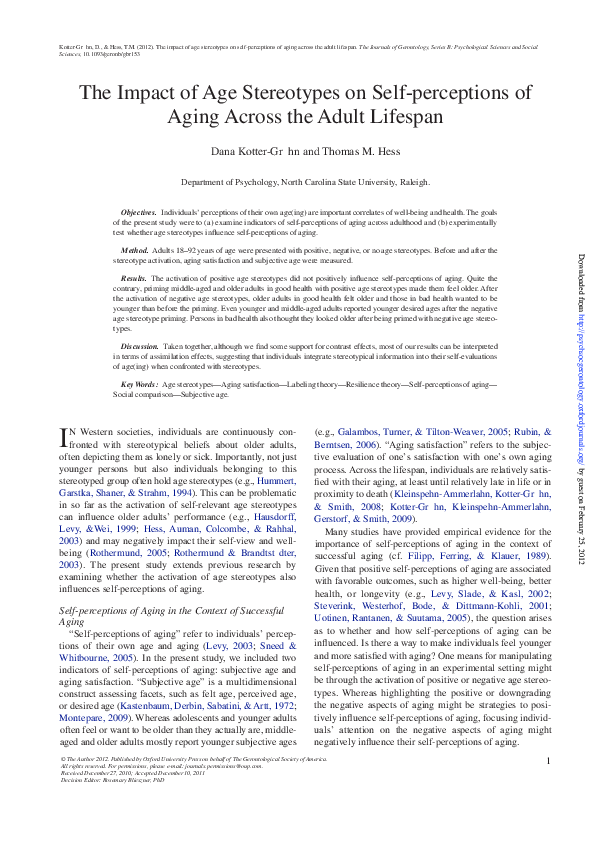 (PDF) The Impact of Age Stereotypes on Self-perceptions of Aging Across ...