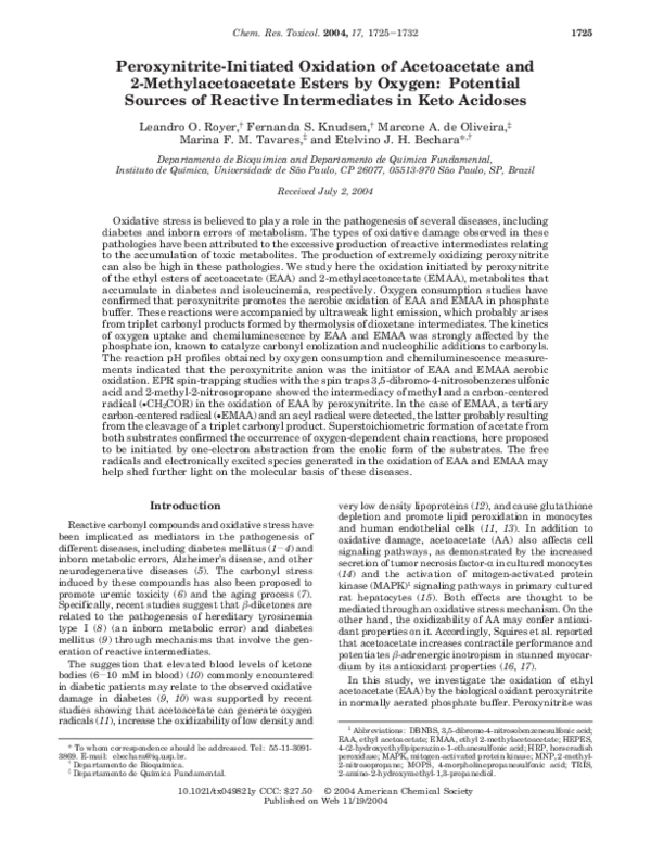 (PDF) Peroxynitrite-Initiated Oxidation of Acetoacetate and 2 ...