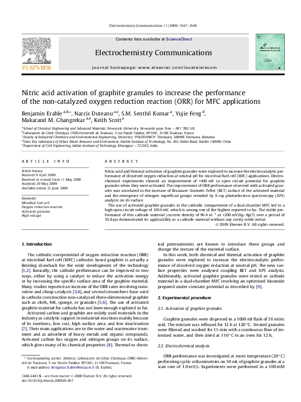 (PDF) Nitric acid activation of graphite granules to increase the performance of the non ...