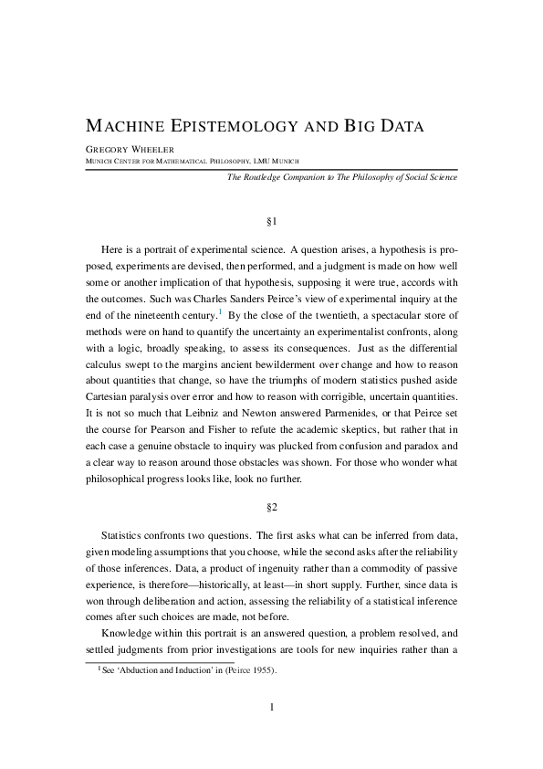 (PDF) MACHINE EPISTEMOLOGY AND BIG DATA