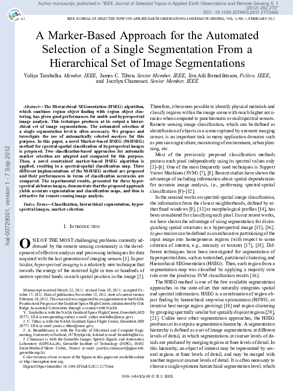 (PDF) A Marker-Based Approach for the Automated Selection of a Single Segmentation From a ...
