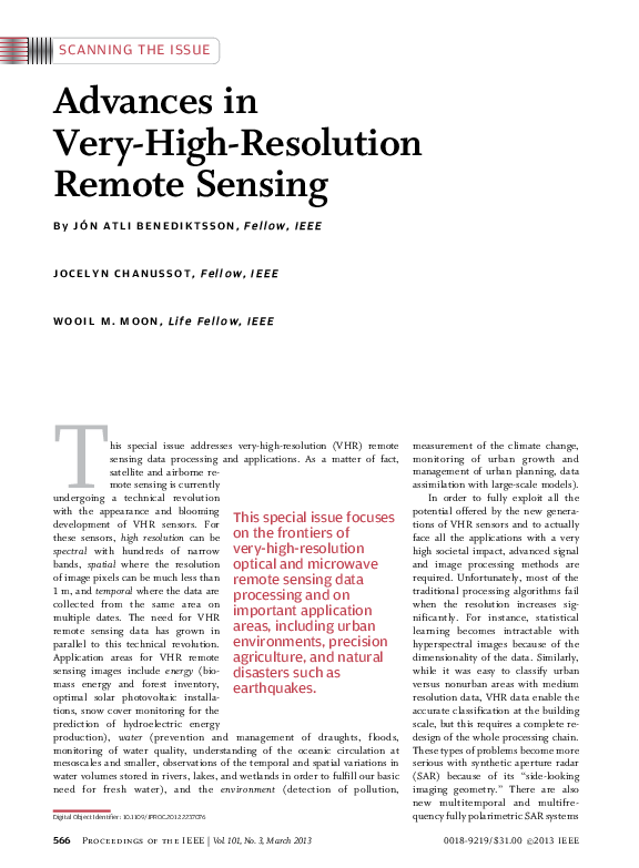 (PDF) Advances in very-high-resolution remote sensing