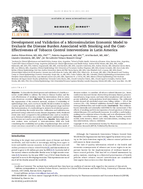 (PDF) Development and Validation of a Microsimulation Economic Model to Evaluate the Disease ...