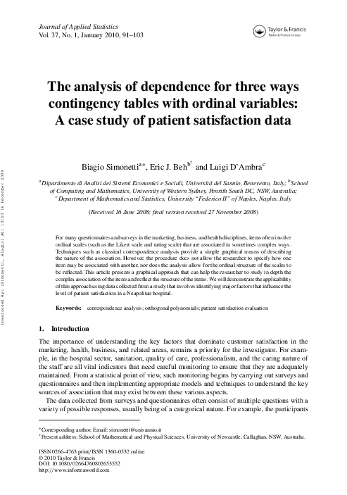 (PDF) The analysis of dependence for three ways contingency tables with ordinal variables: A ...