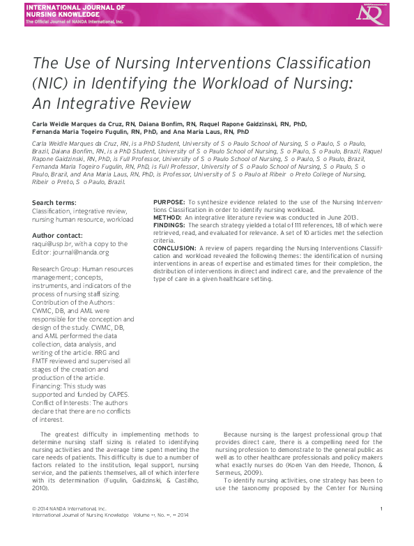 (PDF) The Use of Nursing Interventions Classification (NIC) in ...
