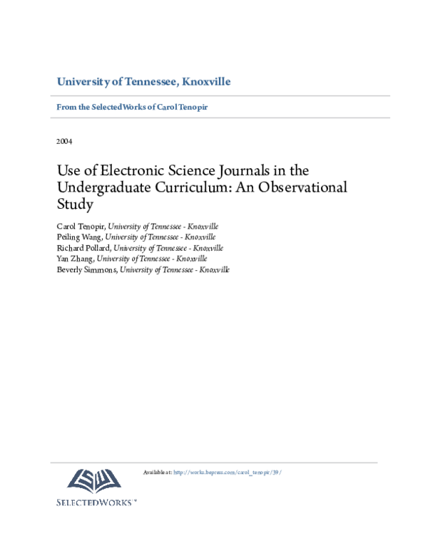(PDF) Use of electronic science journals in the undergraduate ...