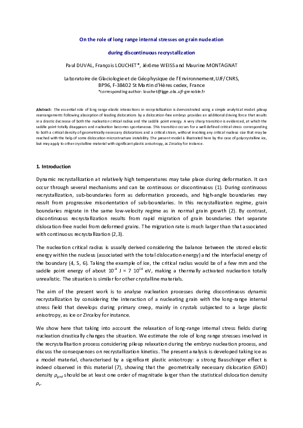(PDF) On the role of long-range internal stresses on grain nucleation during dynamic ...