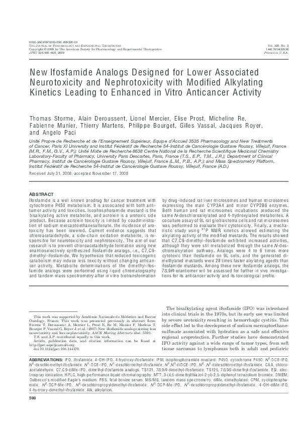 (PDF) Severe ifosfamide-induced neurotoxicity: a case report | Joaquín Breña Atienza - Academia.edu