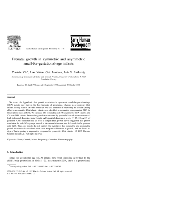 (PDF) Prenatal growth in symmetric and asymmetric small-for-gestational ...