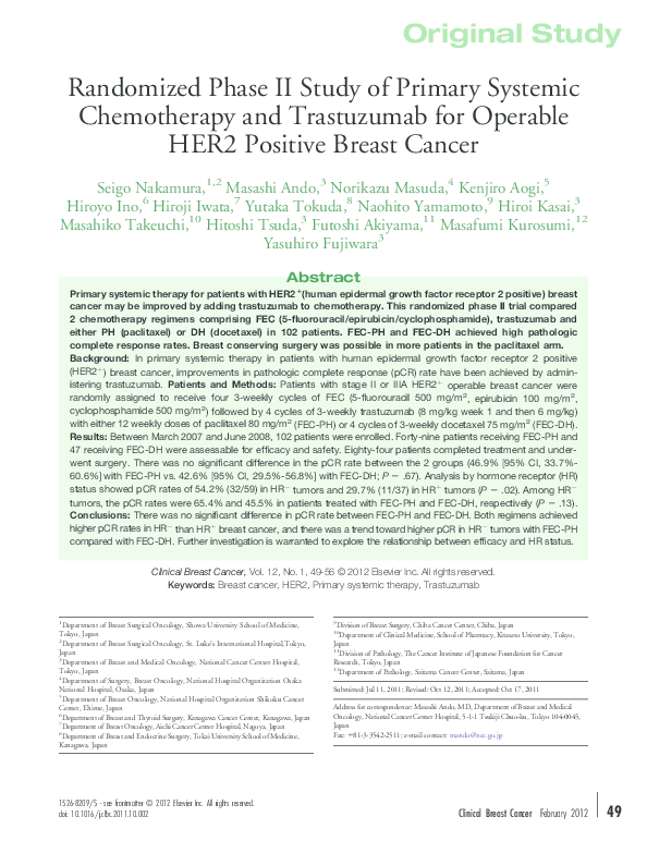 (PDF) Randomized phase II study of primary systemic chemotherapy and trastuzumab for operable ...