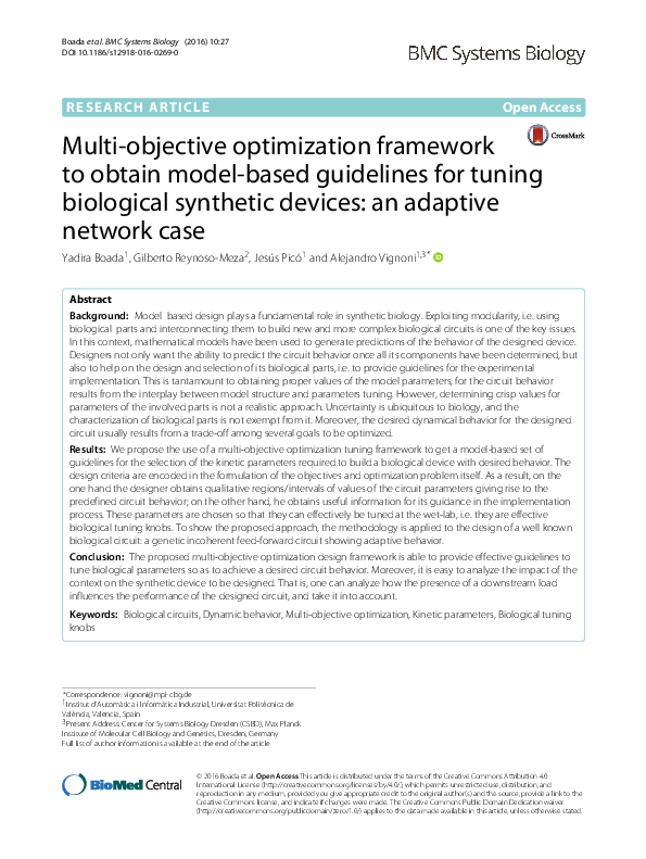 (PDF) Multi-objective optimization framework to obtain model-based guidelines for tuning ...