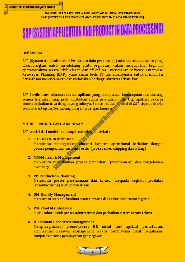 (PDF) SAP (SYSTEM APPLICATION AND PRODUCT IN DATA PROCESSING)