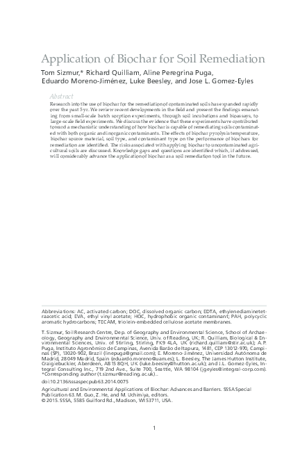 (PDF) Application of Biochar for Soil Remediation