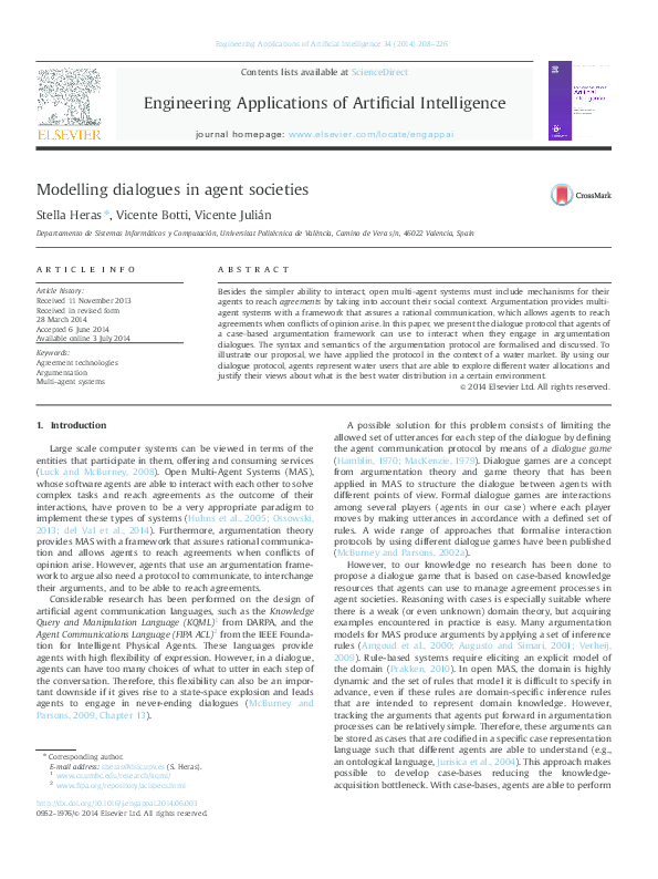 Pdf Modelling Dialogues In Agent Societies