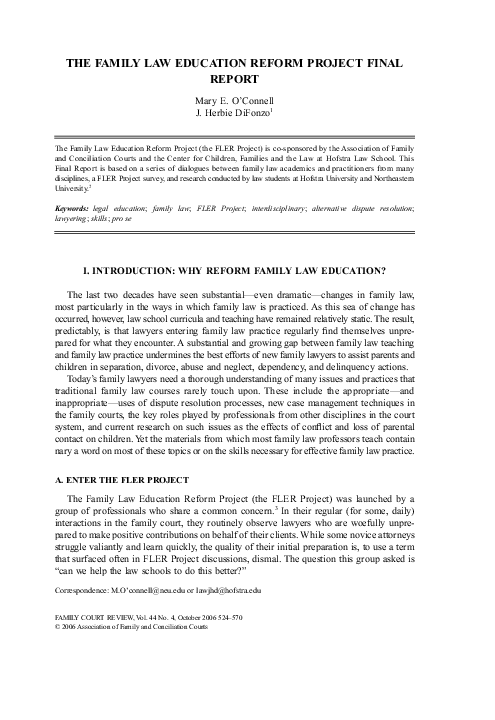 (PDF) The Family Law Education Reform Project Final Report