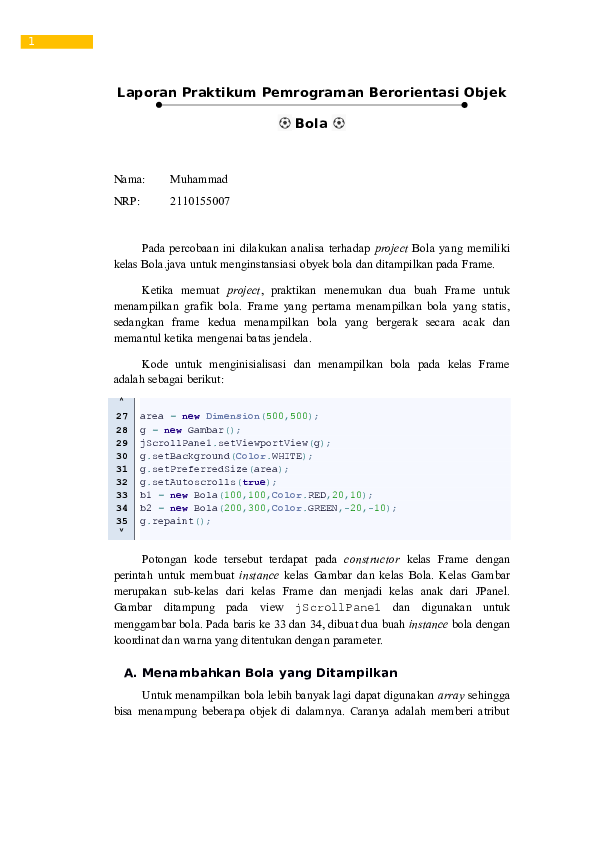 Laporan Praktikum Pemrograman Berorientasi Objek