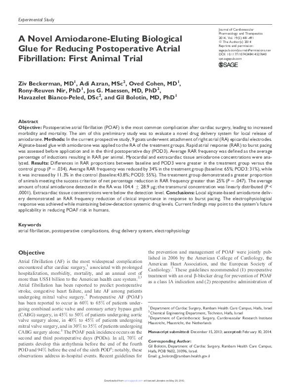 (PDF) A Novel Amiodarone-Eluting Biological Glue for Reducing Postoperative Atrial Fibrillation ...