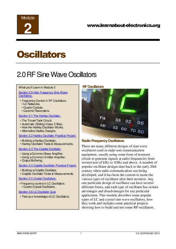 (PDF) Oscillators 2.0 RF Sine Wave Oscillators