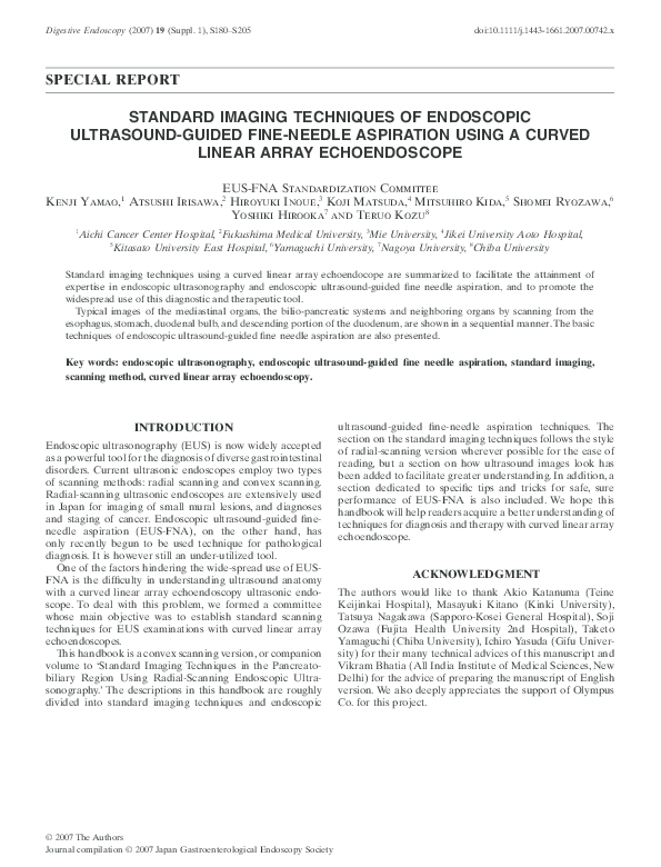 (PDF) STANDARD IMAGING TECHNIQUES OF ENDOSCOPIC ULTRASOUND-GUIDED FINE ...