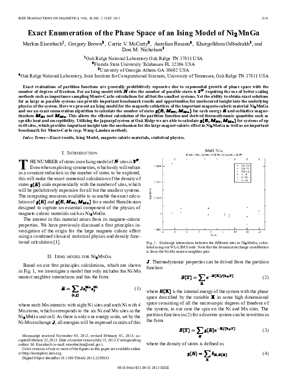 (PDF) Exact Enumeration of the Phase Space of an Ising Model of Ni $_{2 ...