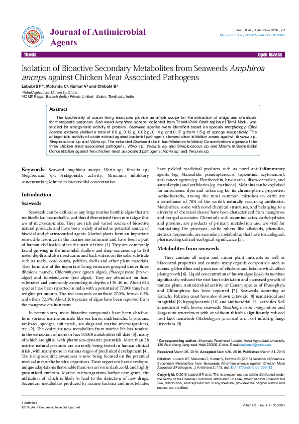 (PDF) Isolation of Bioactive Secondary Metabolites from Seaweeds ...