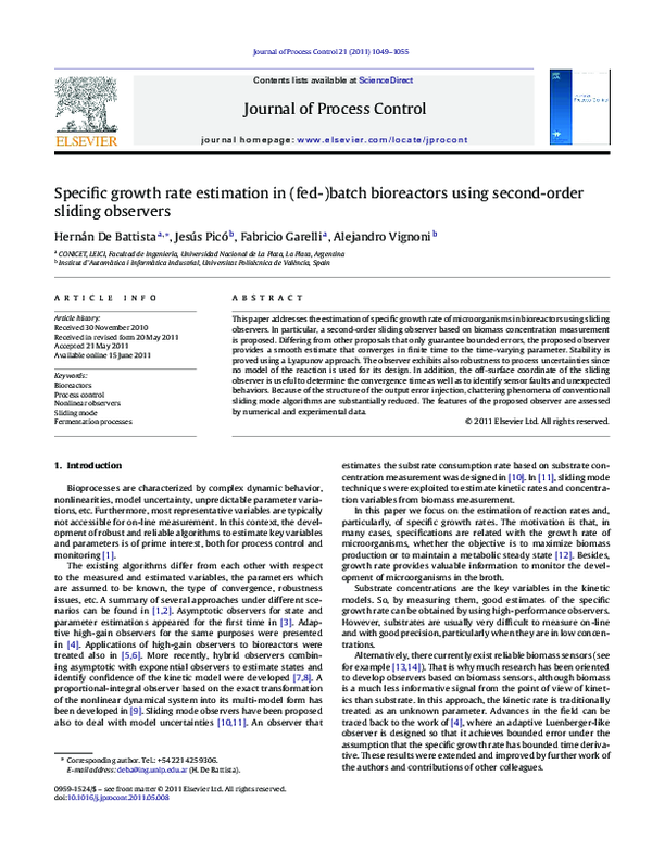(PDF) Specific growth rate estimation in (fed-)batch bioreactors using second-order sliding ...