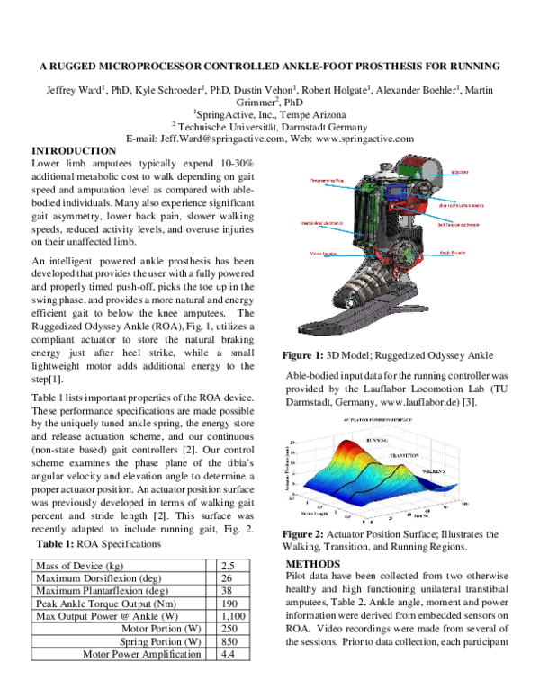 Pdf A Rugged Microprocessor Controlled Ankle Foot Prosthesis For Running