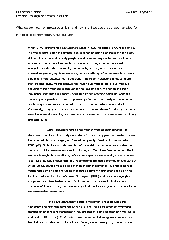 (PDF) What do we mean by 'metamodernism' and how might we use the ...