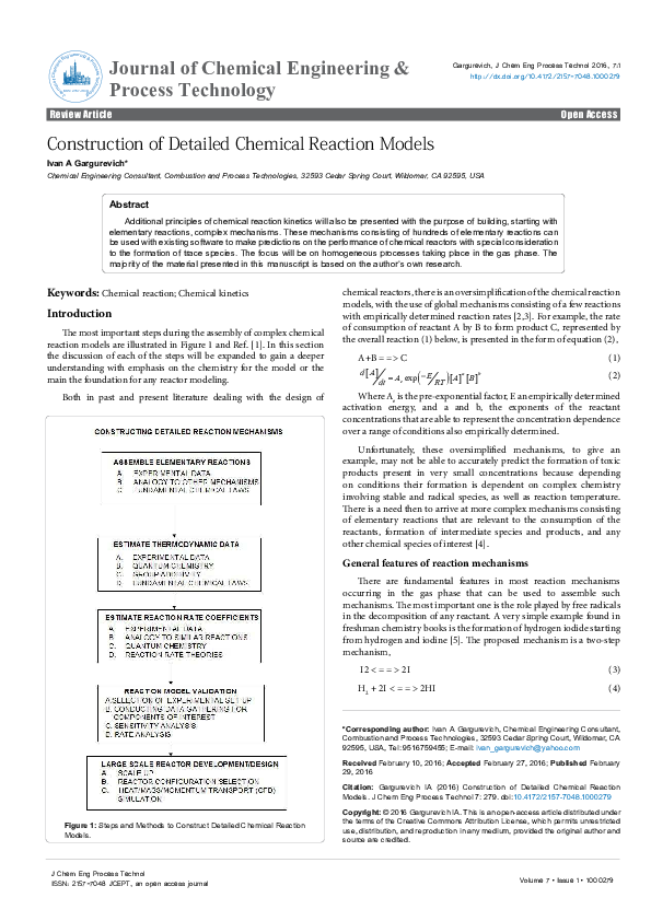 (PDF) Construction of Detailed Chemical Reaction Models