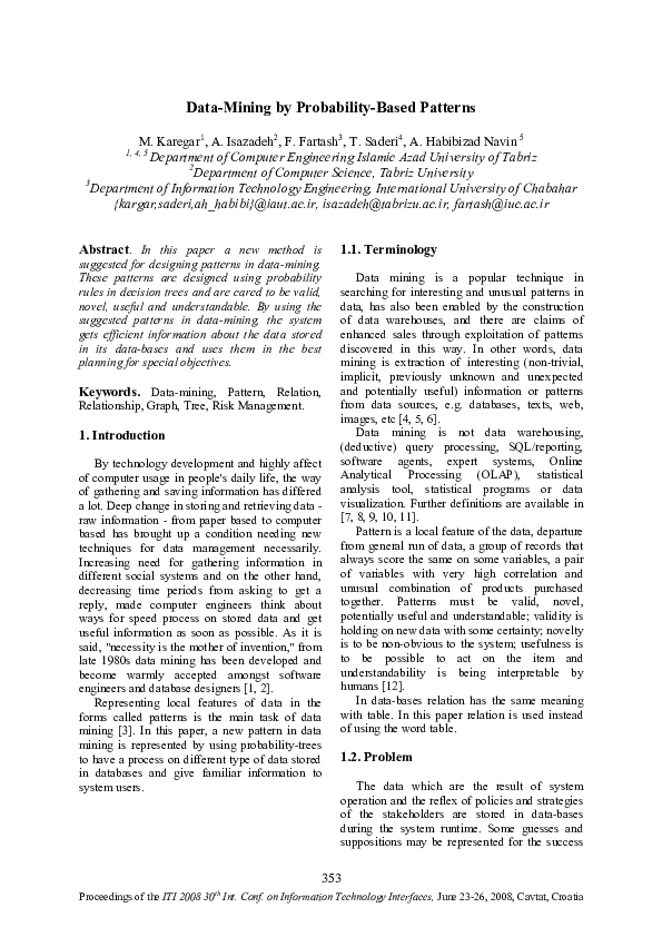 (PDF) Data-mining by probability-based patterns