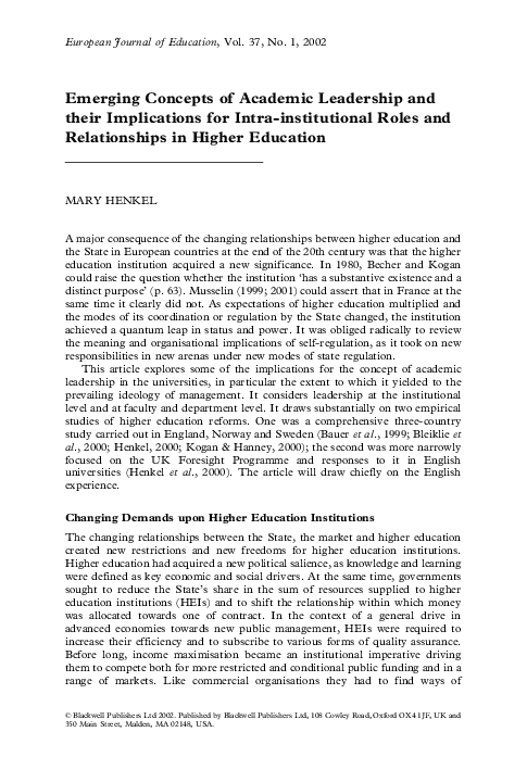 (PDF) Emerging Concepts of Academic Leadership and their Implications ...