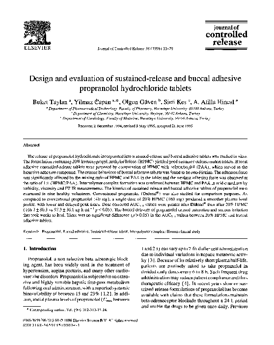 (PDF) Design and evaluation of sustained-release and buccal adhesive ...