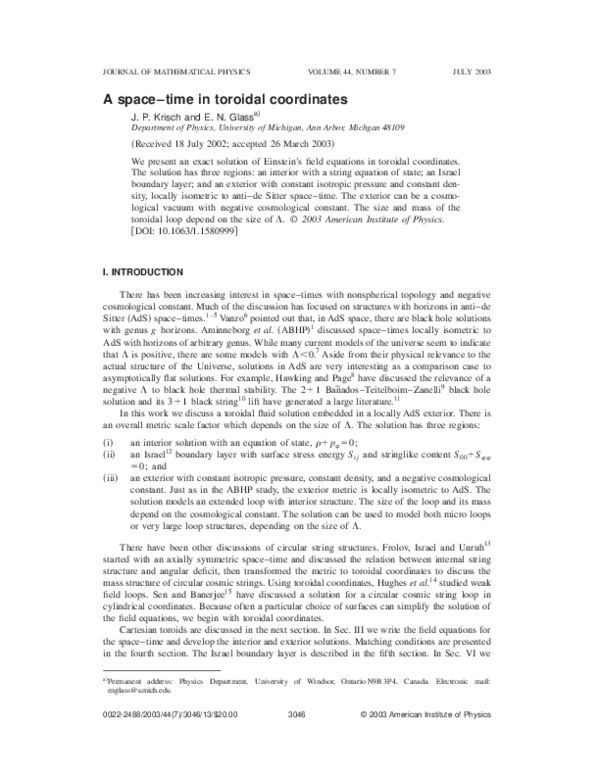 (PDF) A Space-time in toroidal coordinates