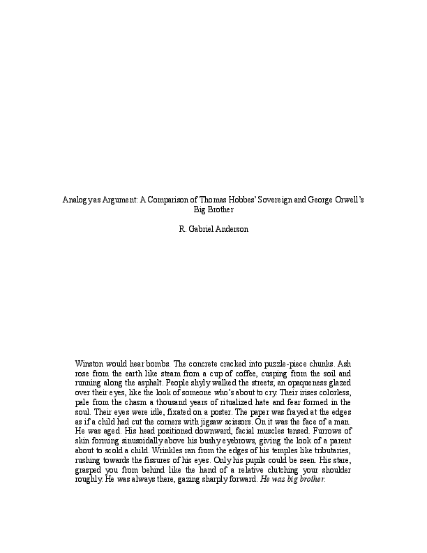 (DOC) Analogy as Argument: A Comparison of Thomas Hobbes' Sovereign and ...
